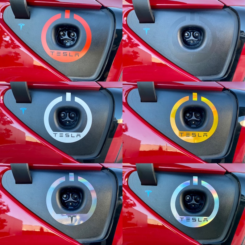 Tesla Model 3 Y Charge Port Power Icon Symbol Holo Vinyl Decal Free ...