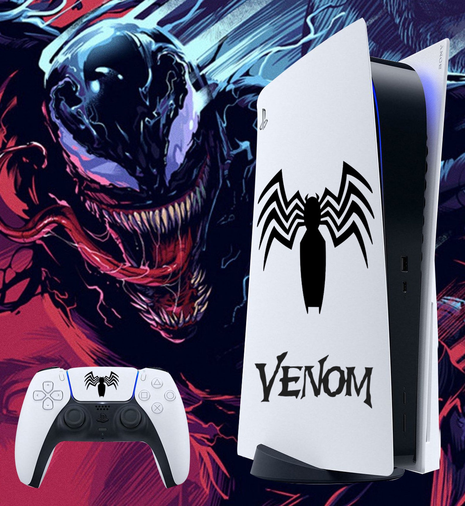 PS5 Venom Spider-man Sony Playstation Marvel Decal Set Free - Etsy