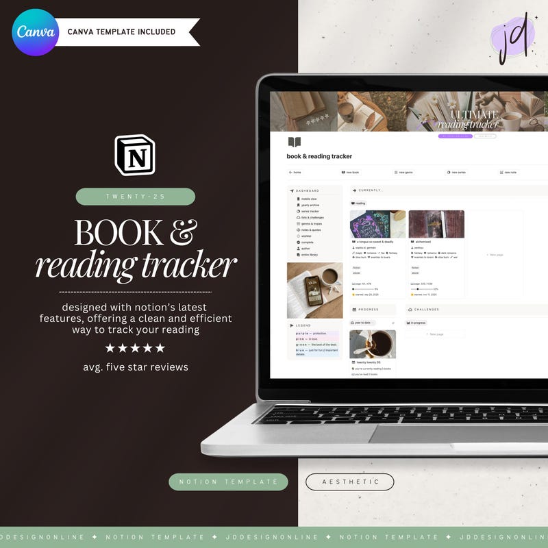 Notion Book Library Tracker - Etsy