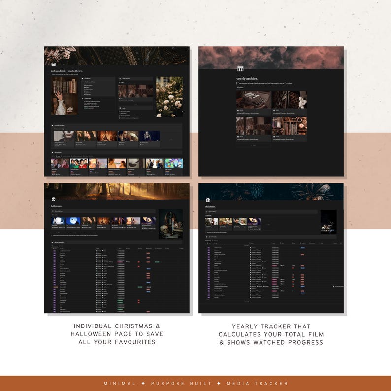 Dark Academia Media Tracker Notion Template • Movie, Tv & Anime Tracker ...