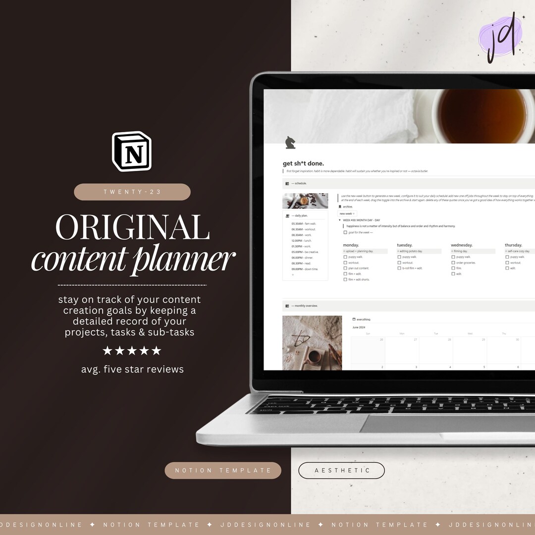 Content Planner Notion Template • Social Media & Content Calendar ...