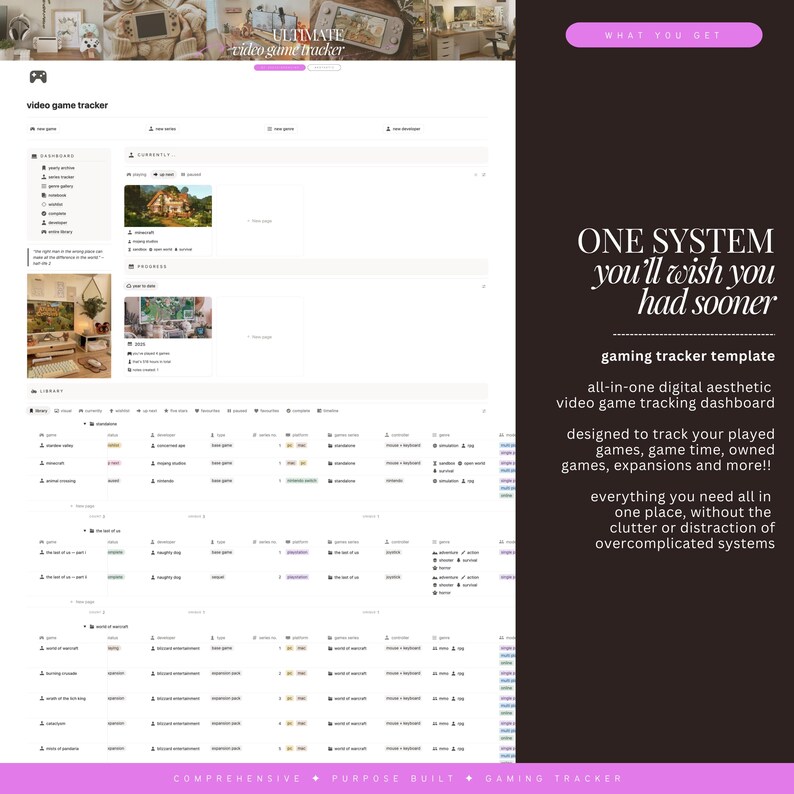 Notion Video Game Tracker Template | Game Library & Backlog Planner ...