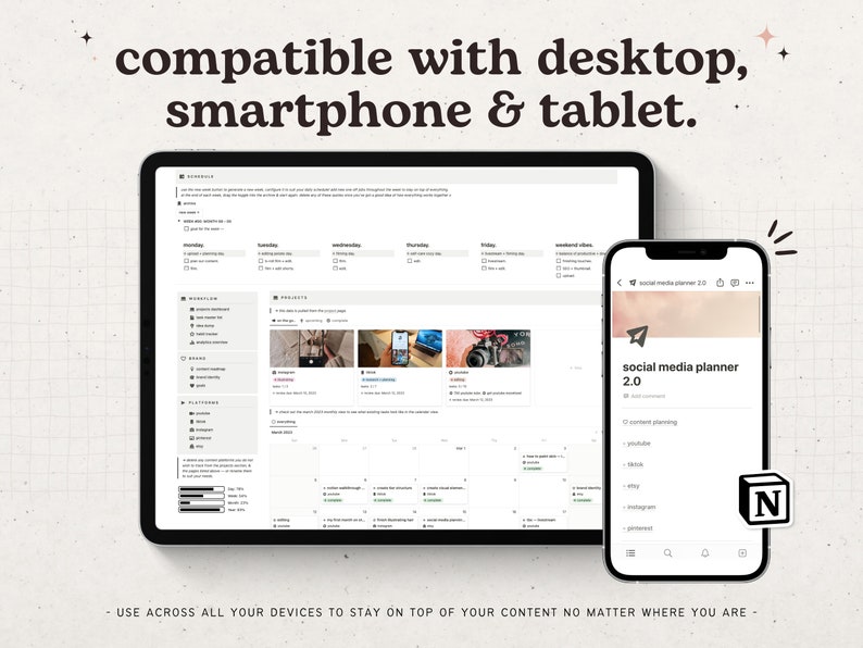 Minimal Social Media Content Planner and Calendar Editable Template for ...
