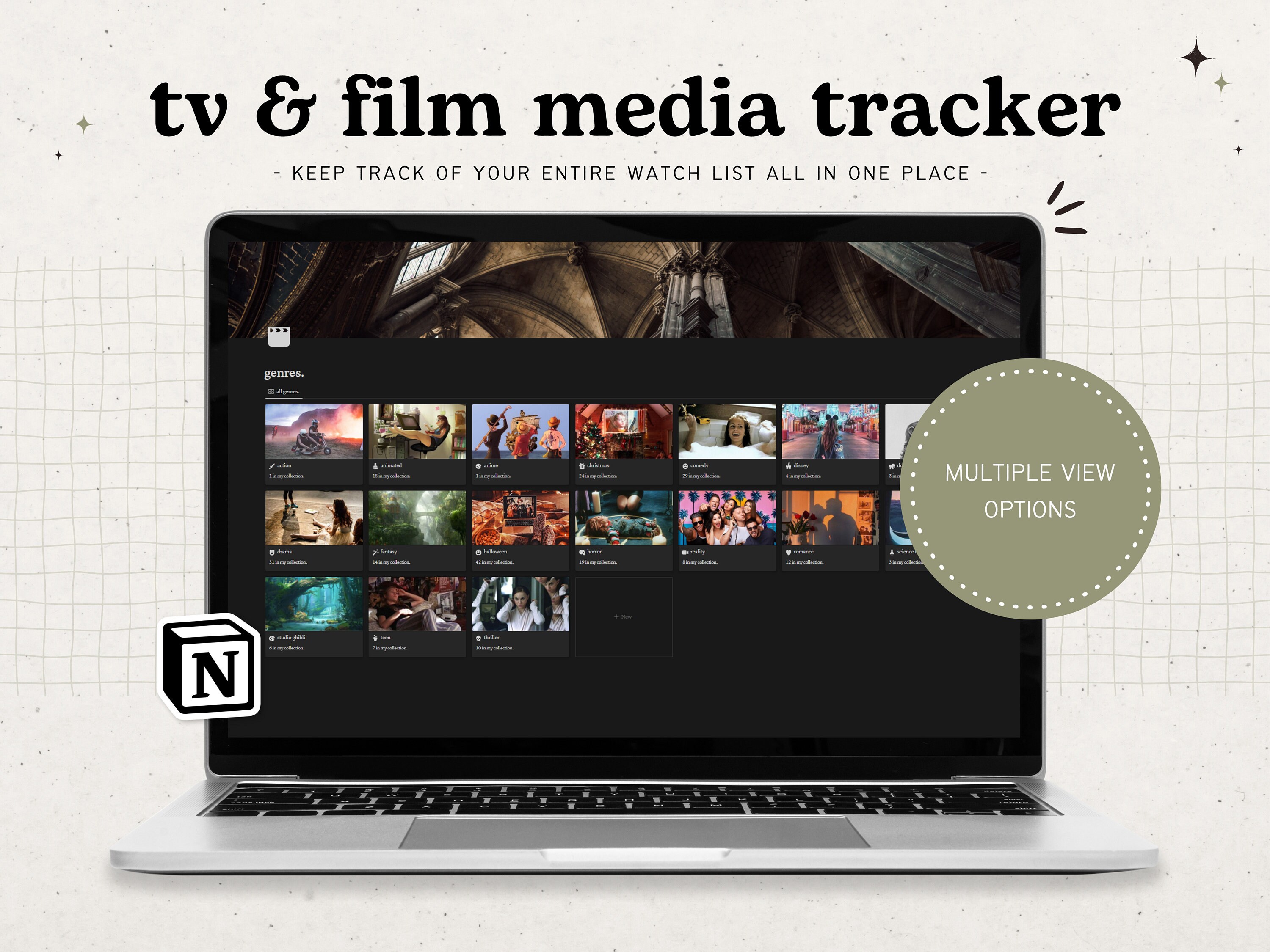 Dark Academia Notion Template for Media Tracking Digital Tv & Film ...