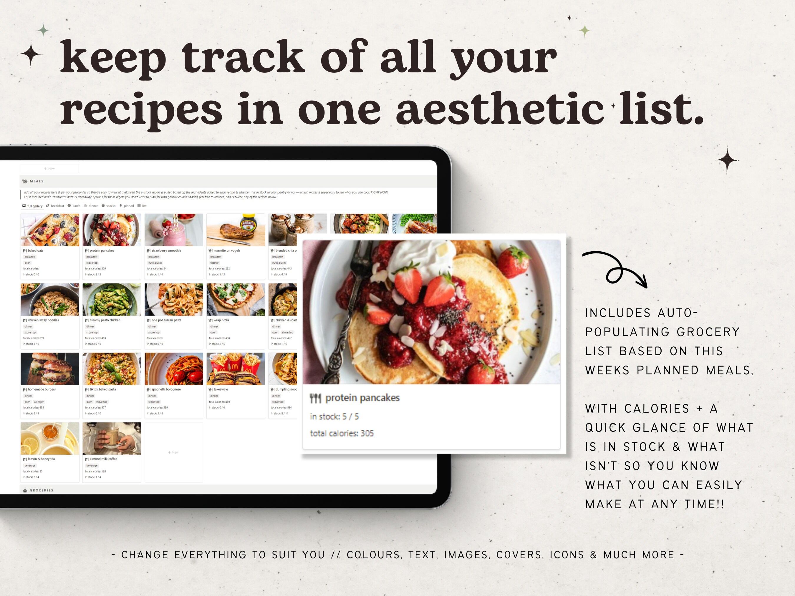 In the kitchen meal planning & recipe notion template automated ...