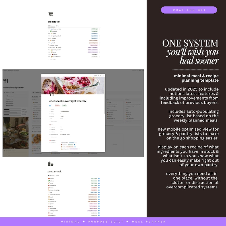 Meal & Recipe Planner Notion Template • Digital Food Log, Grocery List ...
