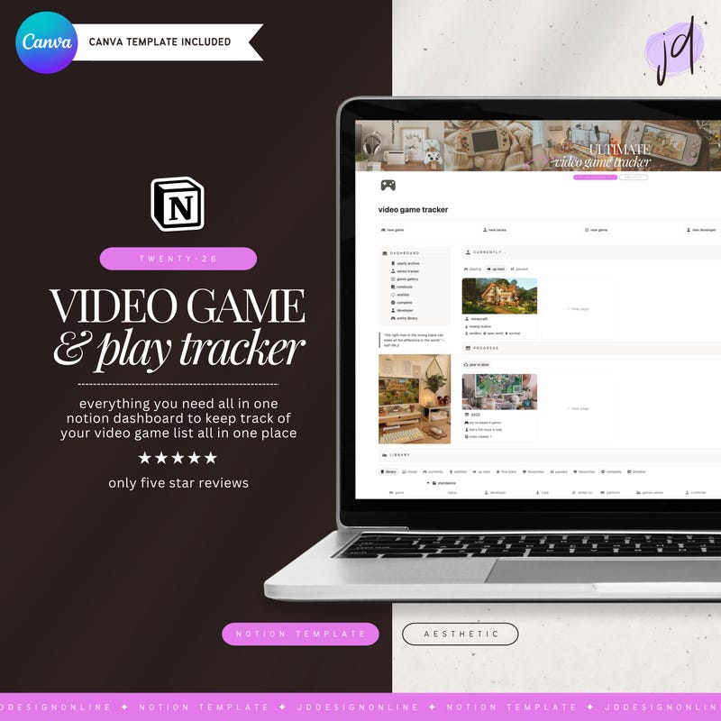 Video Game Play Log - Etsy