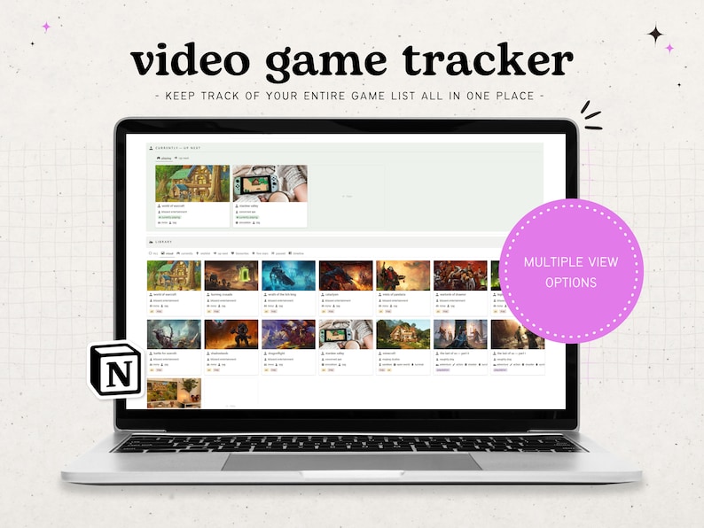Video Game Tracker Notion Template Complete Gaming Dashboard All in One Aesthetic Digital Game ...