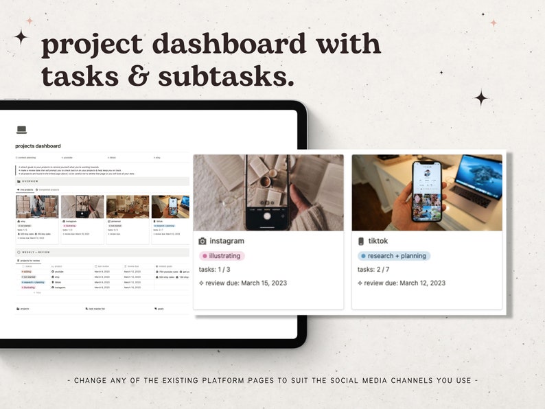 Minimal Social Media Content Planner and Calendar Editable Template for ...