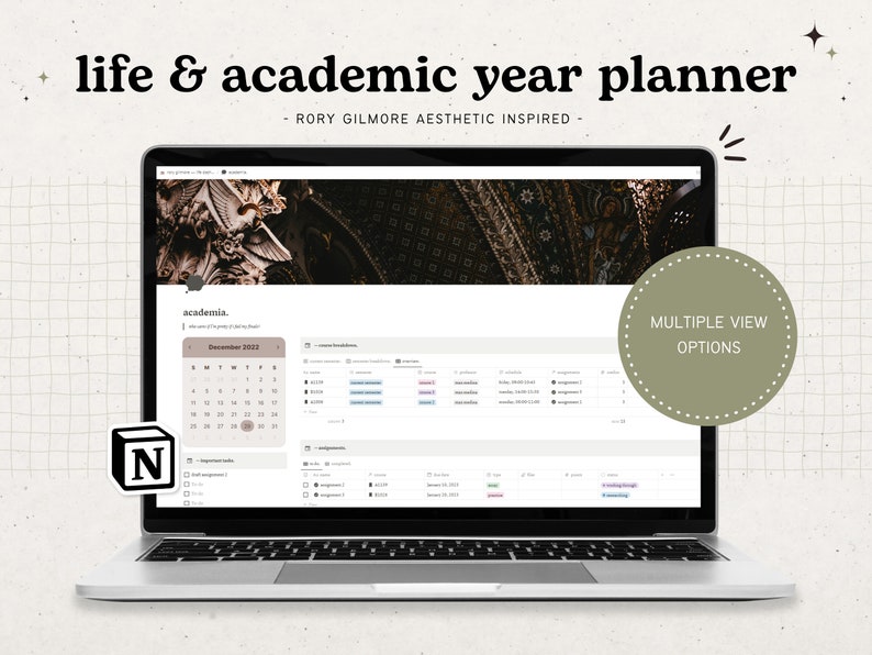 Notion Template Student & Personal Life Planner Academic Rory Gilmore ...