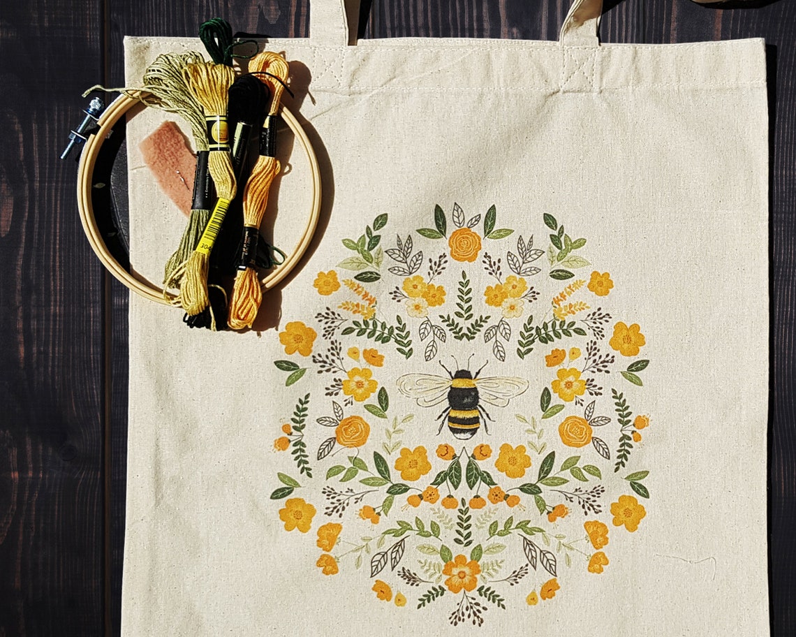 Bee Embroidery Kit / Tote Bag / Beehive / Gift | Etsy