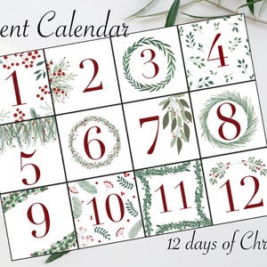 Printable Christmas Advent Calendar | 12 Days | Bible Scripture Verse ...