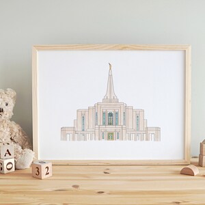 Gilbert Arizona Temple Illustration Digital Print | Temple Painting ...