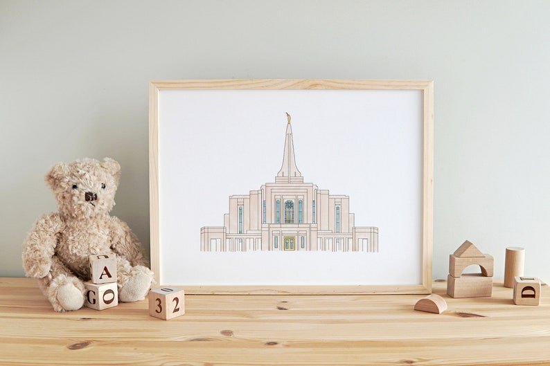 Gilbert Arizona Temple Illustration Digital Print | Temple Painting ...
