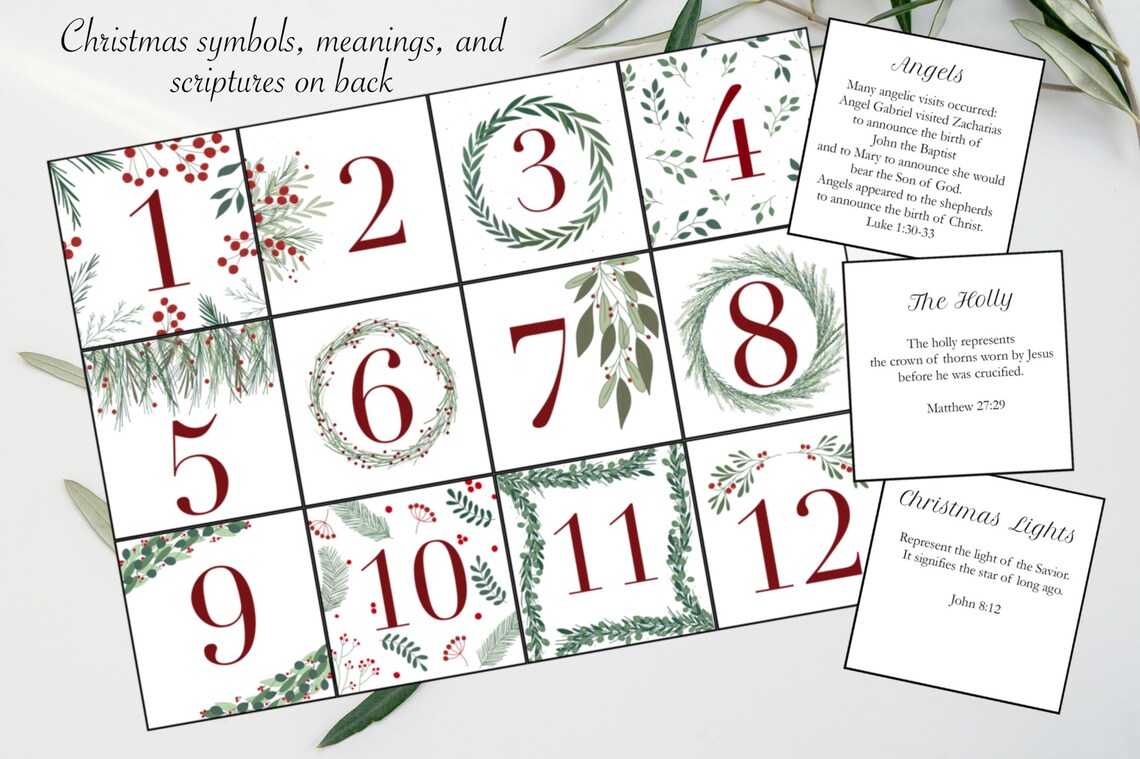Printable Christmas Advent Calendar | 12 Days | Bible Scripture Verse ...