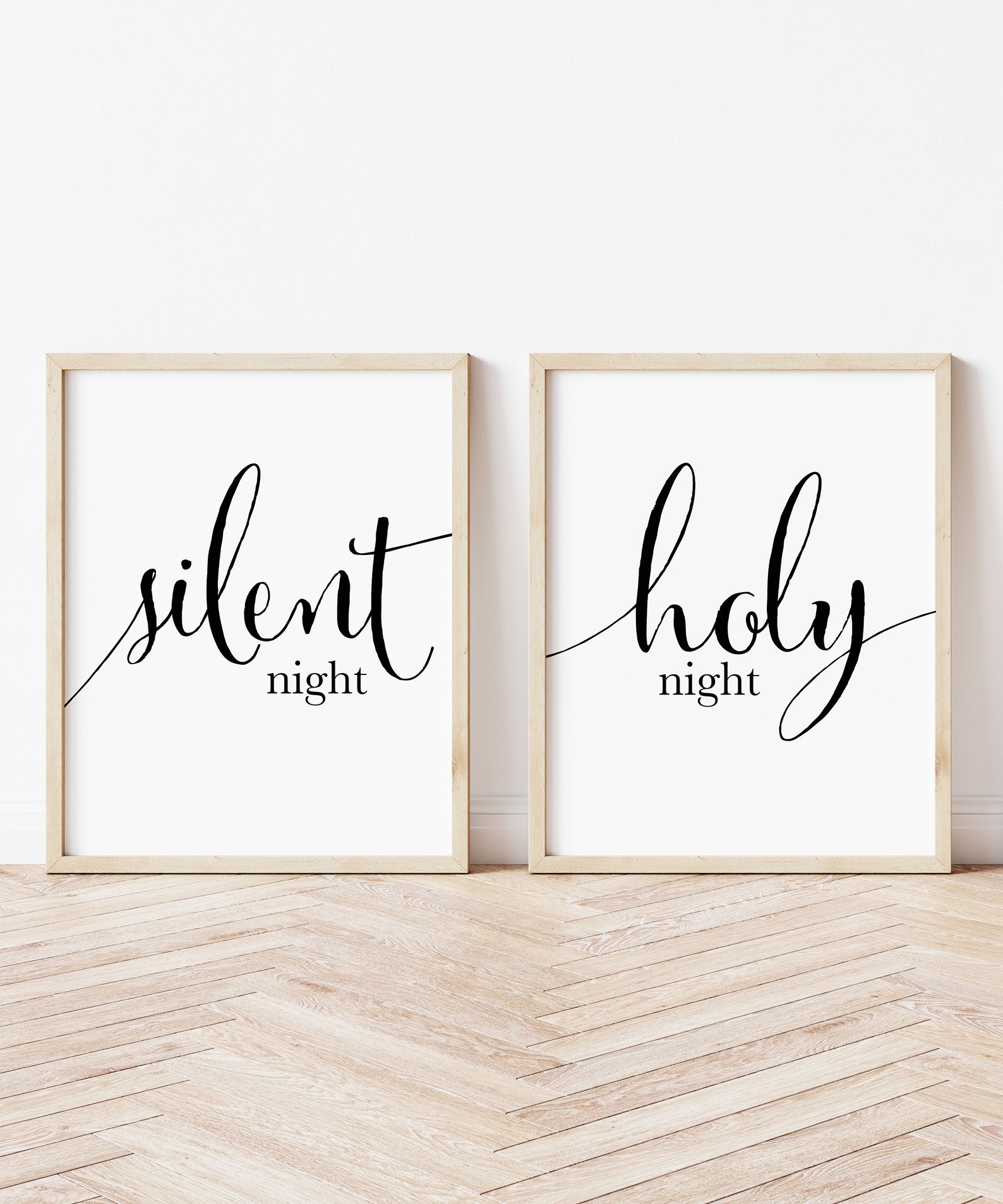 Silent Night Holy Night Signs 2 Set Digital Print - Etsy