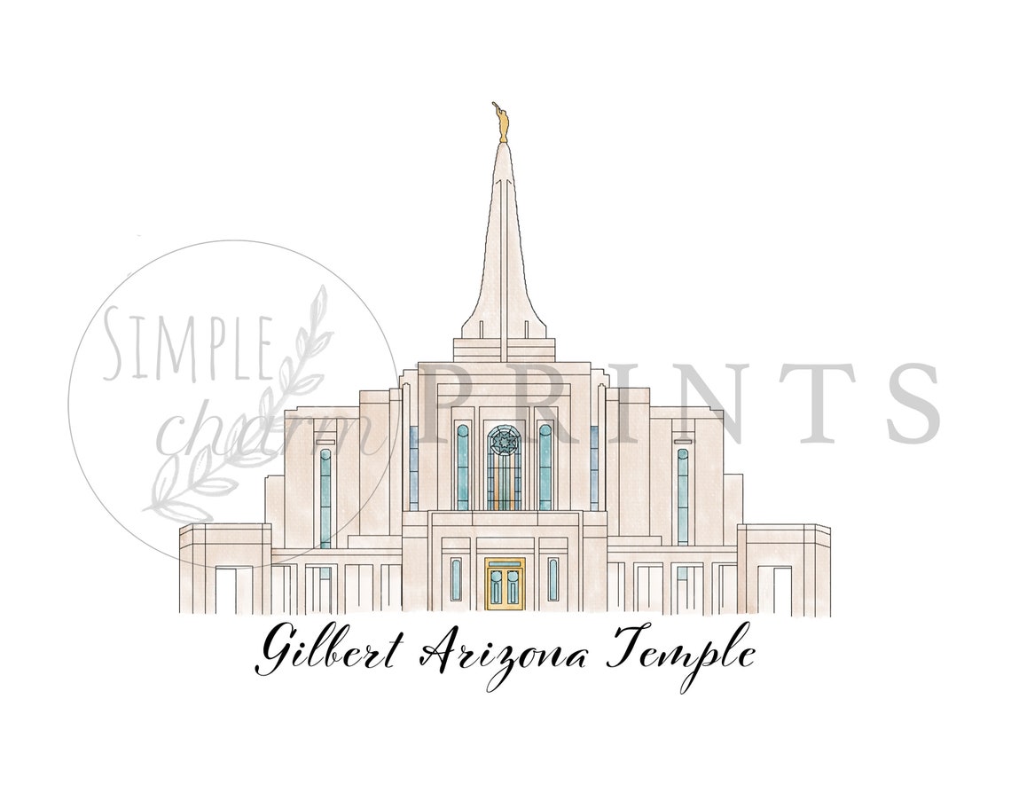 Gilbert Arizona Temple Illustration Digital Print Custom - Etsy