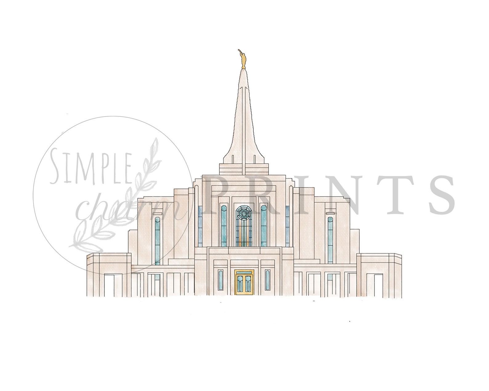 Gilbert Arizona Temple Illustration Digital Print | Temple Painting ...