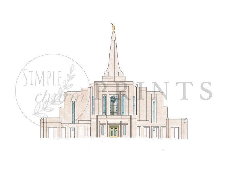 Gilbert Arizona Temple Illustration Digital Print | Temple Painting ...