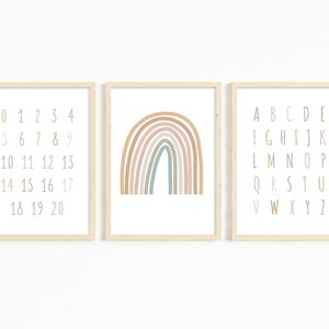 Rainbow Alphabet and Numbers Gender Neutral Baby Prints | Set of 3 ...