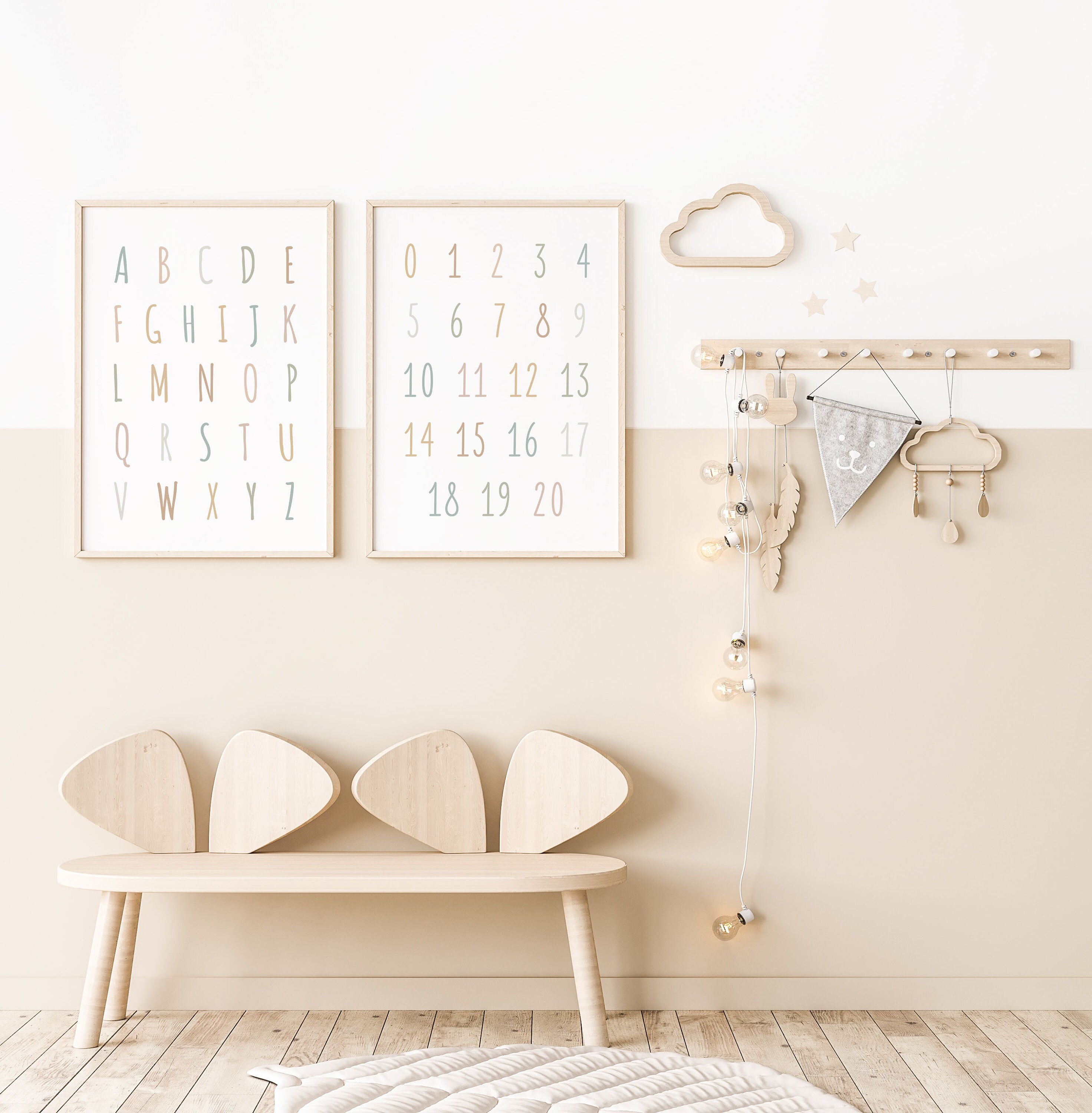 Rainbow Alphabet and Numbers Gender Neutral Baby Prints | Set of 3 ...