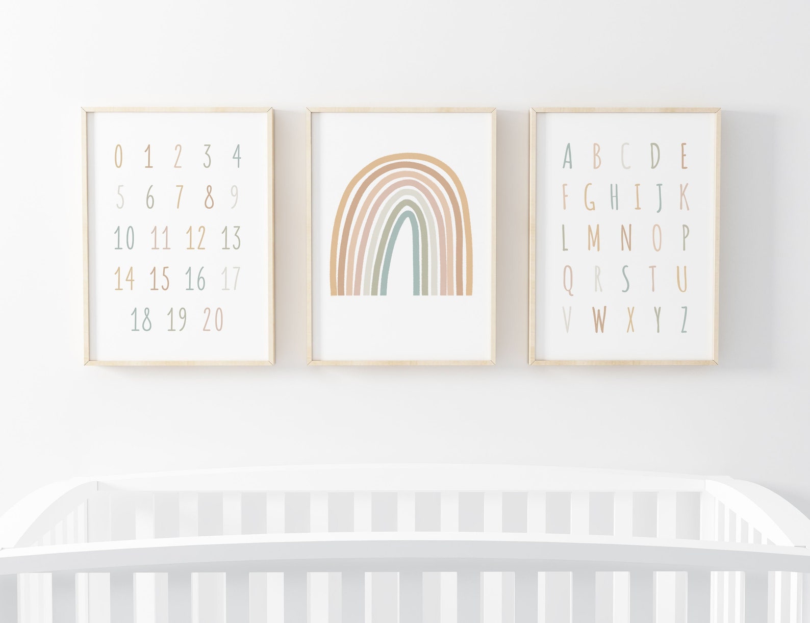 Rainbow Alphabet and Numbers Gender Neutral Baby Prints | Set of 3 ...