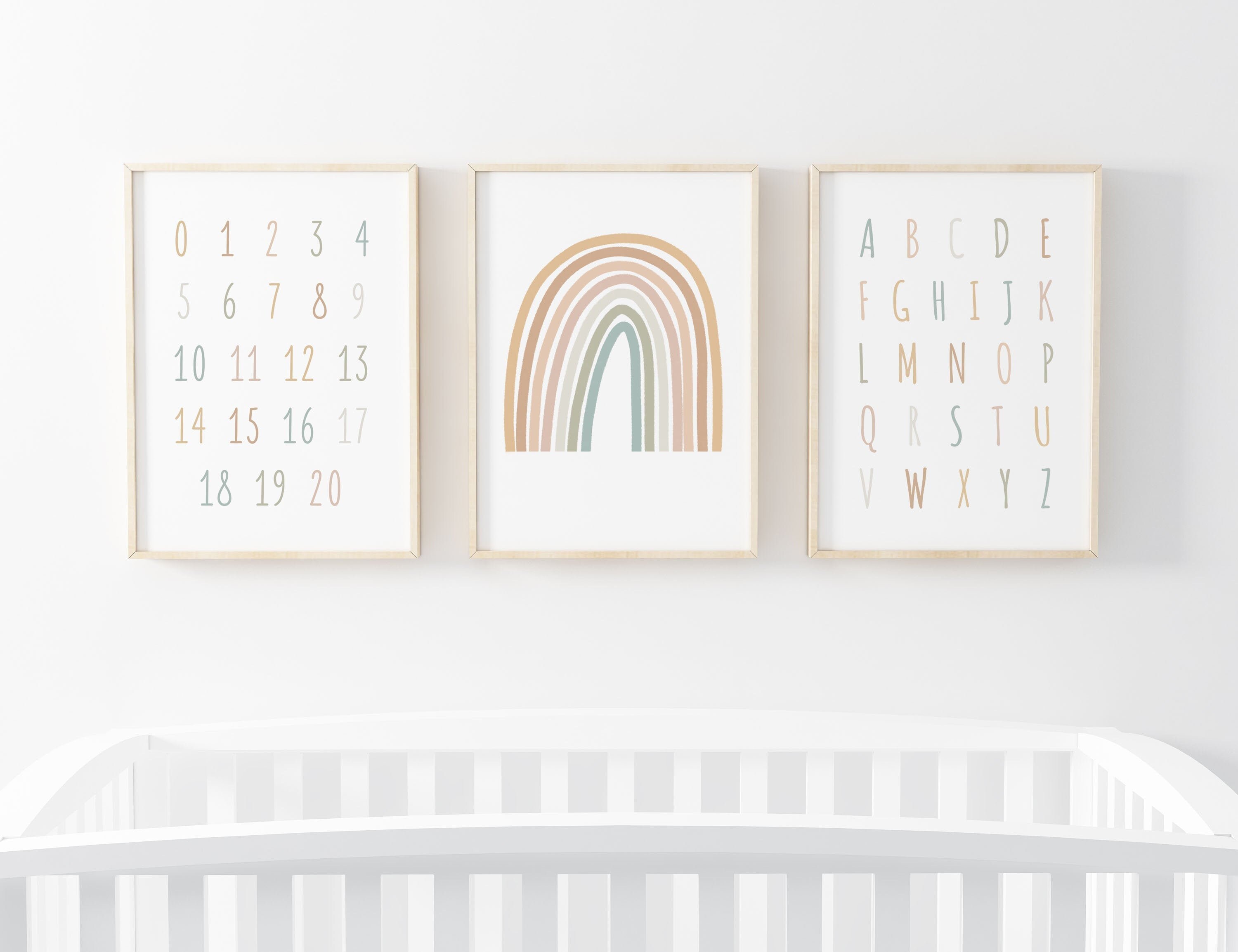 Rainbow Alphabet and Numbers Gender Neutral Baby Prints | Set of 3 ...