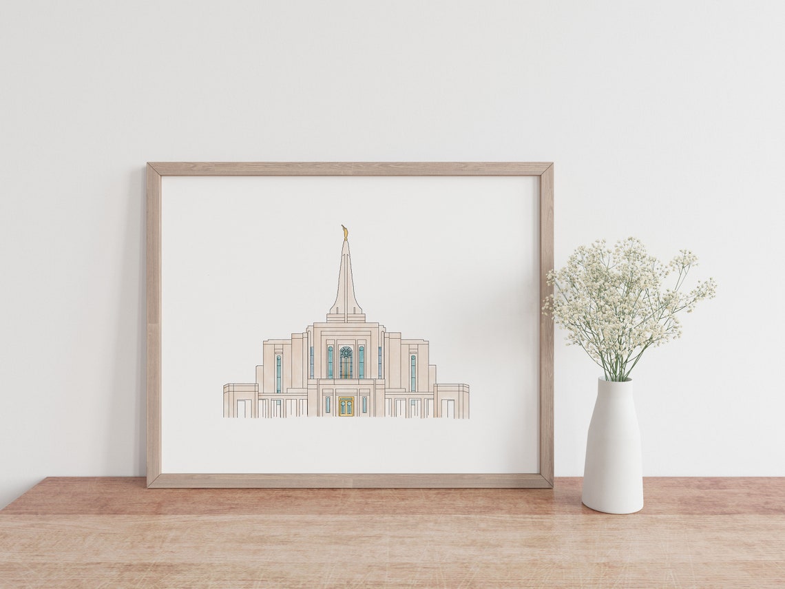 Gilbert Arizona Temple Illustration Digital Print | Temple Painting ...