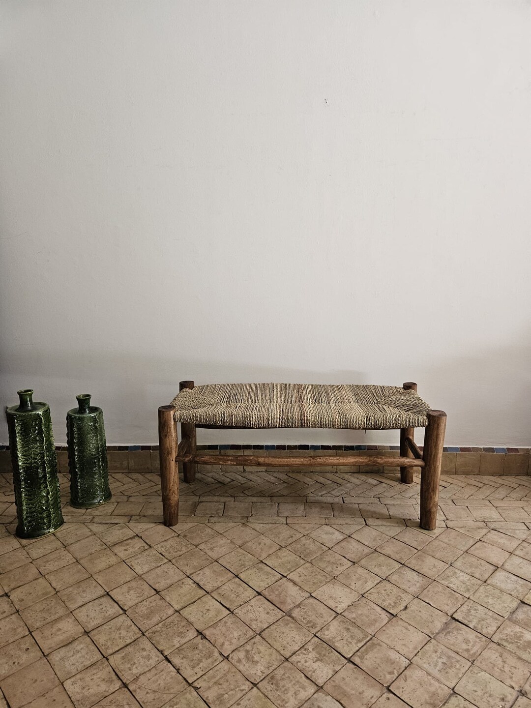 Bench in Solid Wood and Natural Braiding Fr - Etsy