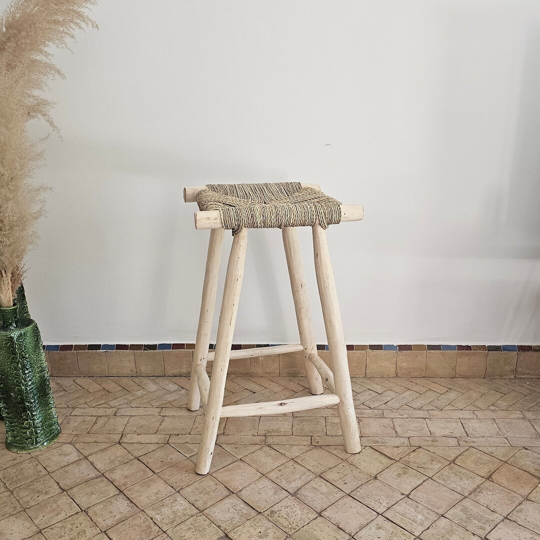 Moroccan Bar Stool in Laurel Wood - Etsy