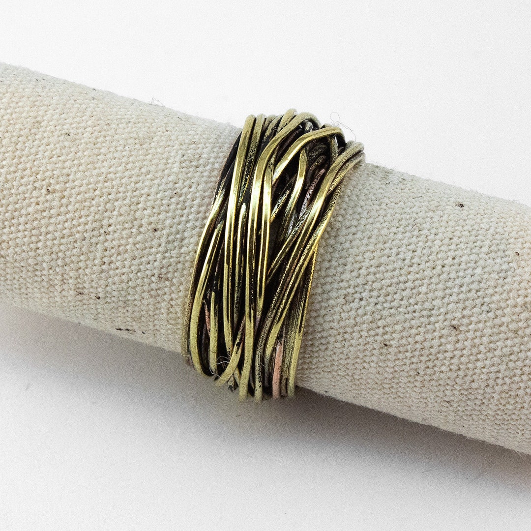 Twisted Wire Roots Ring, Oxidized Brass or Copper Ring, Classic Complex ...