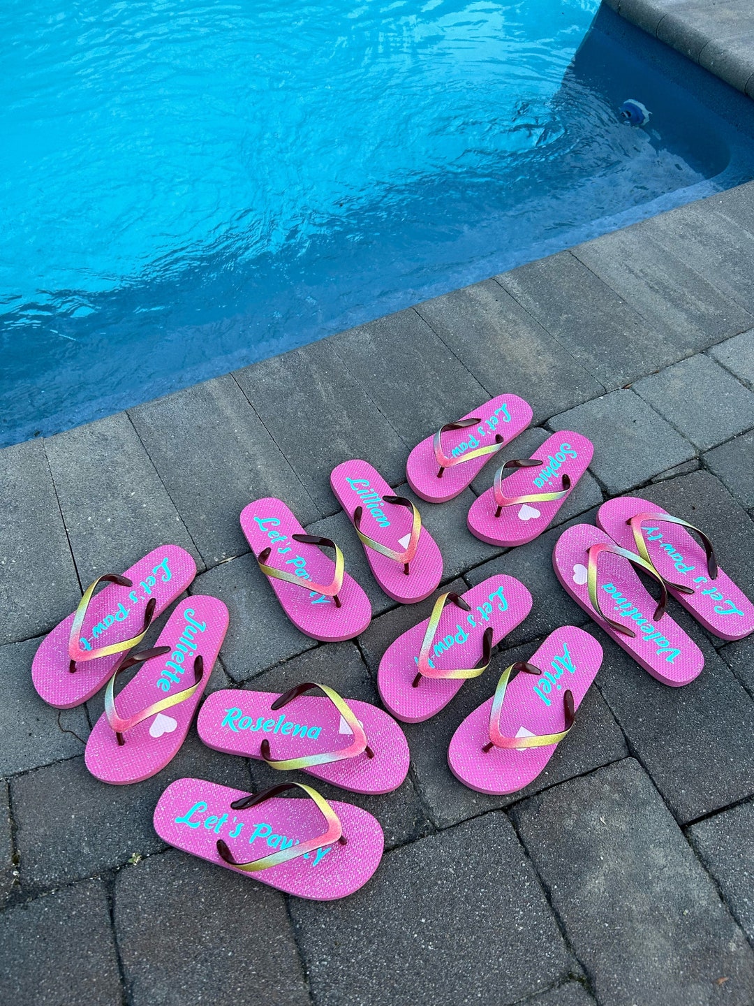 Girls personalize name Flip Flops flower girl flip flop Birthday gift ...