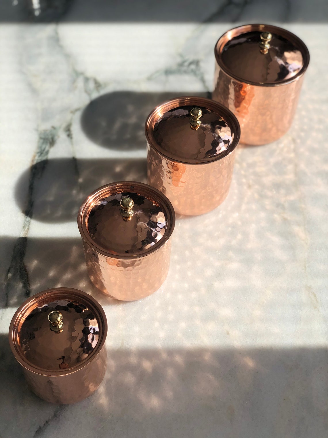 Set of 4 Copper Jar Storage Box, Copper Storage Box, Handmade, Gift ...
