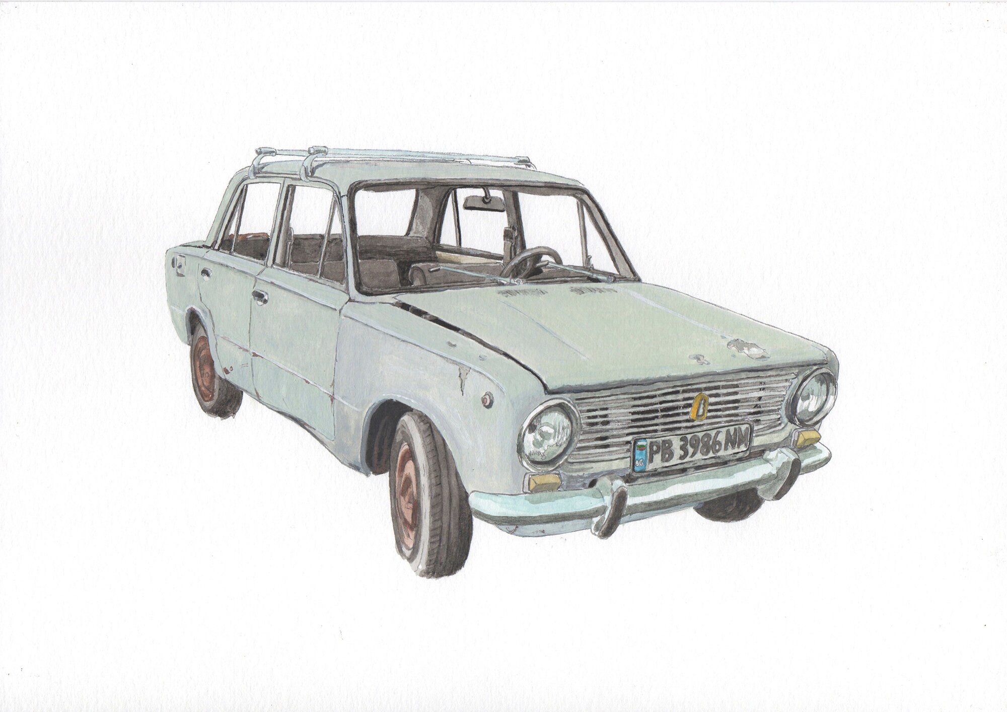 Lada VAZ-2101 // Classic Old Car Print. Original Available-print ...
