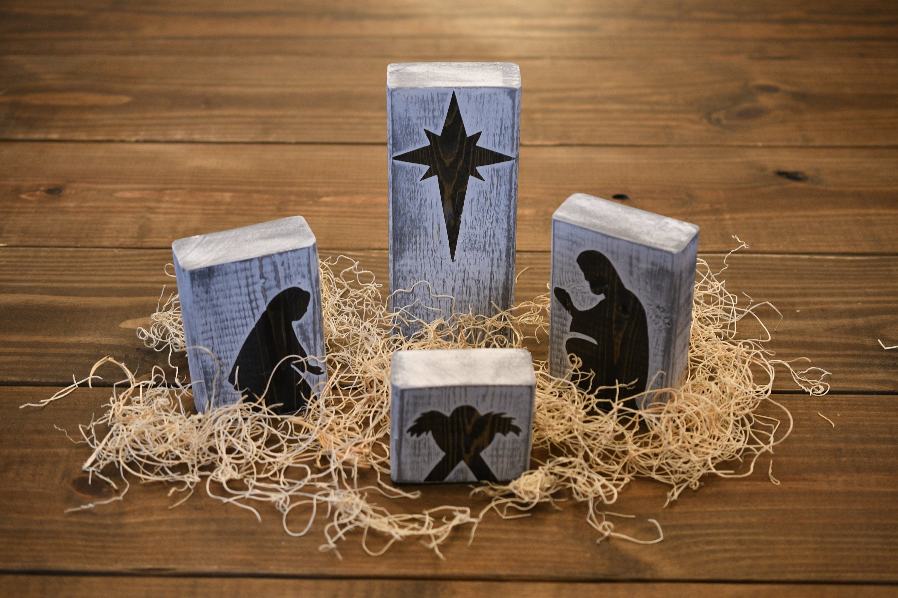 Rustic Wood Nativity - FREE Shipping - Etsy