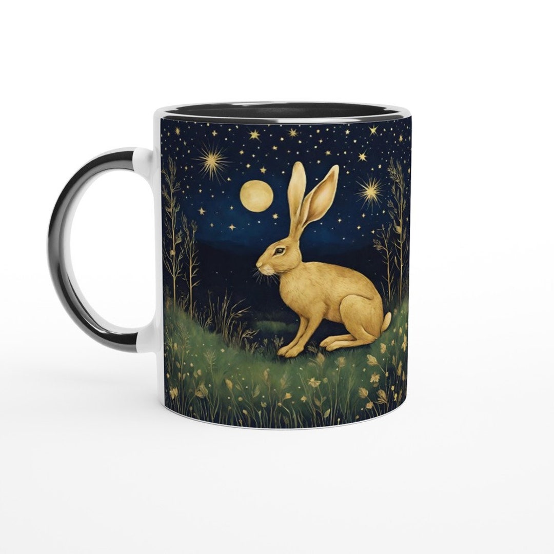 Celestial Hare Rabbit Mug, 11oz Ceramic Mug, Unique Gifts for Her, Moon ...