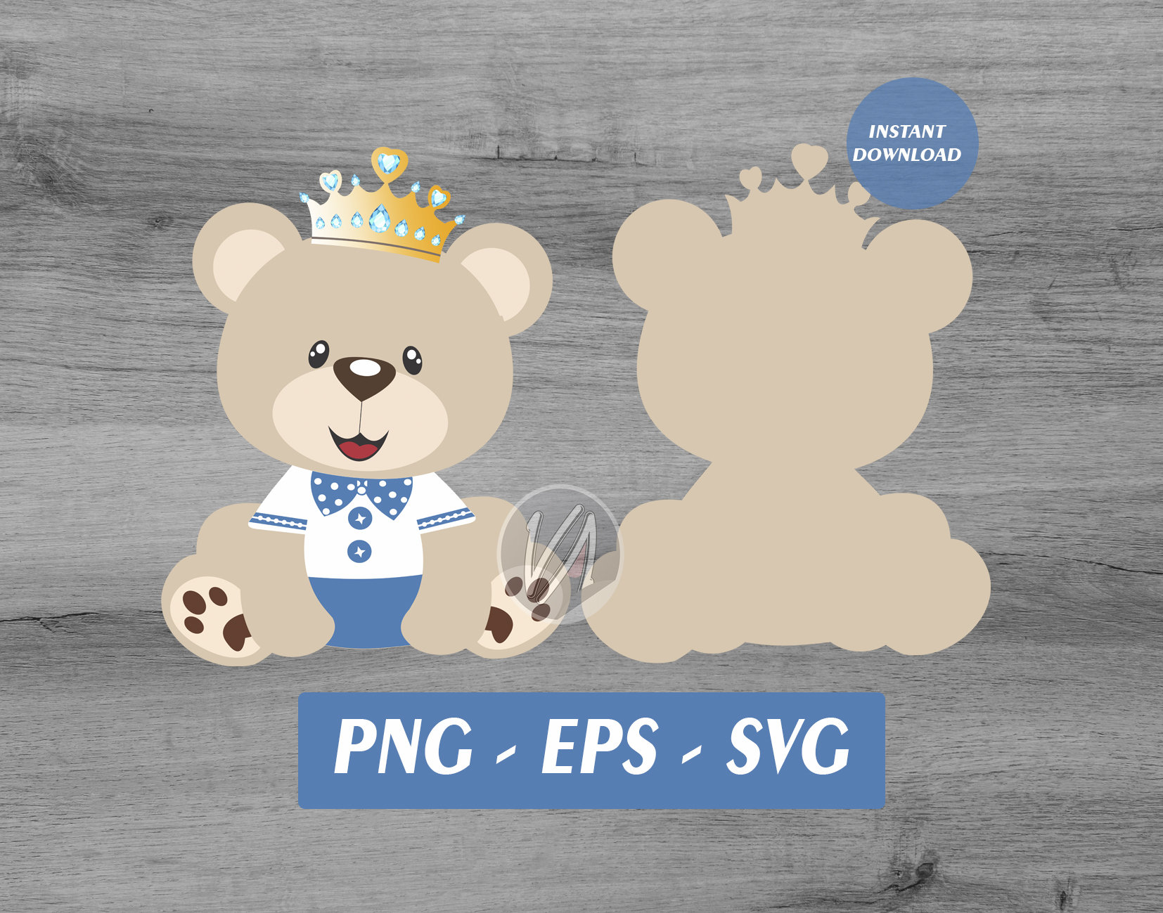 Prince Bear SVG, Cute Bear, Bear Outline Svg, Bear Clipart. Prince Svg ...