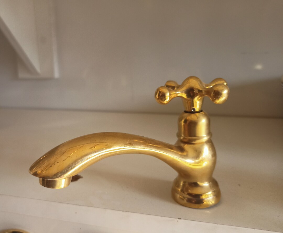 Brass Bathroom Basin Faucet, Vintage Vanity Water Tap, Antique ...