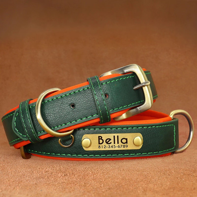 Green Leather Collar - Etsy