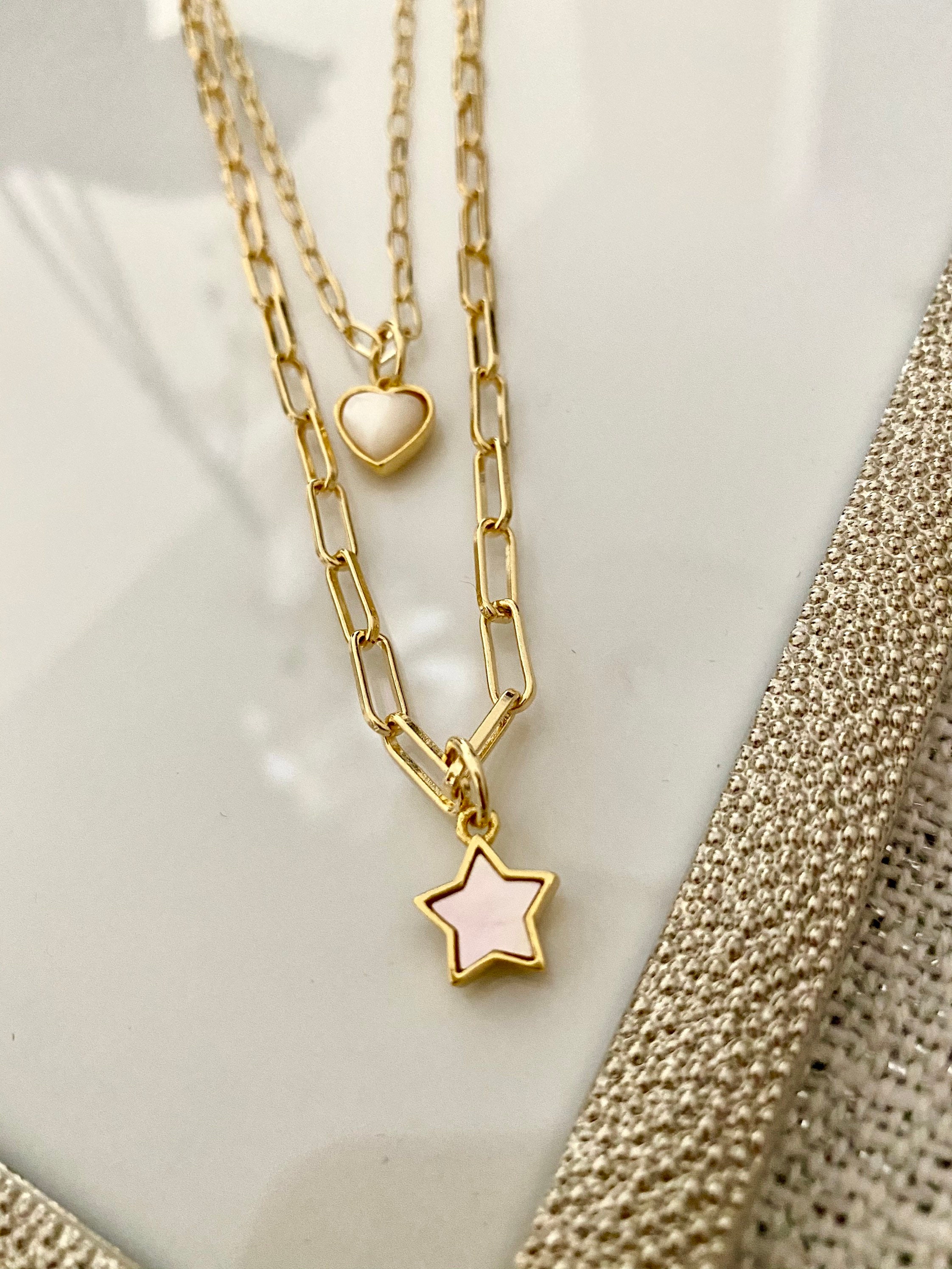 Set of Two Goldfield Chains / Chain Set With Star and Mother of Pearl ...