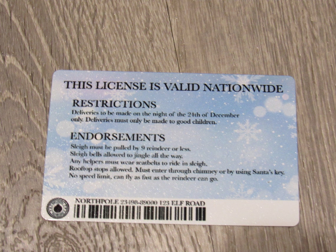 Santa Claus Drivers License Sublimation/ Stocking Stuffer/ Christmas ...