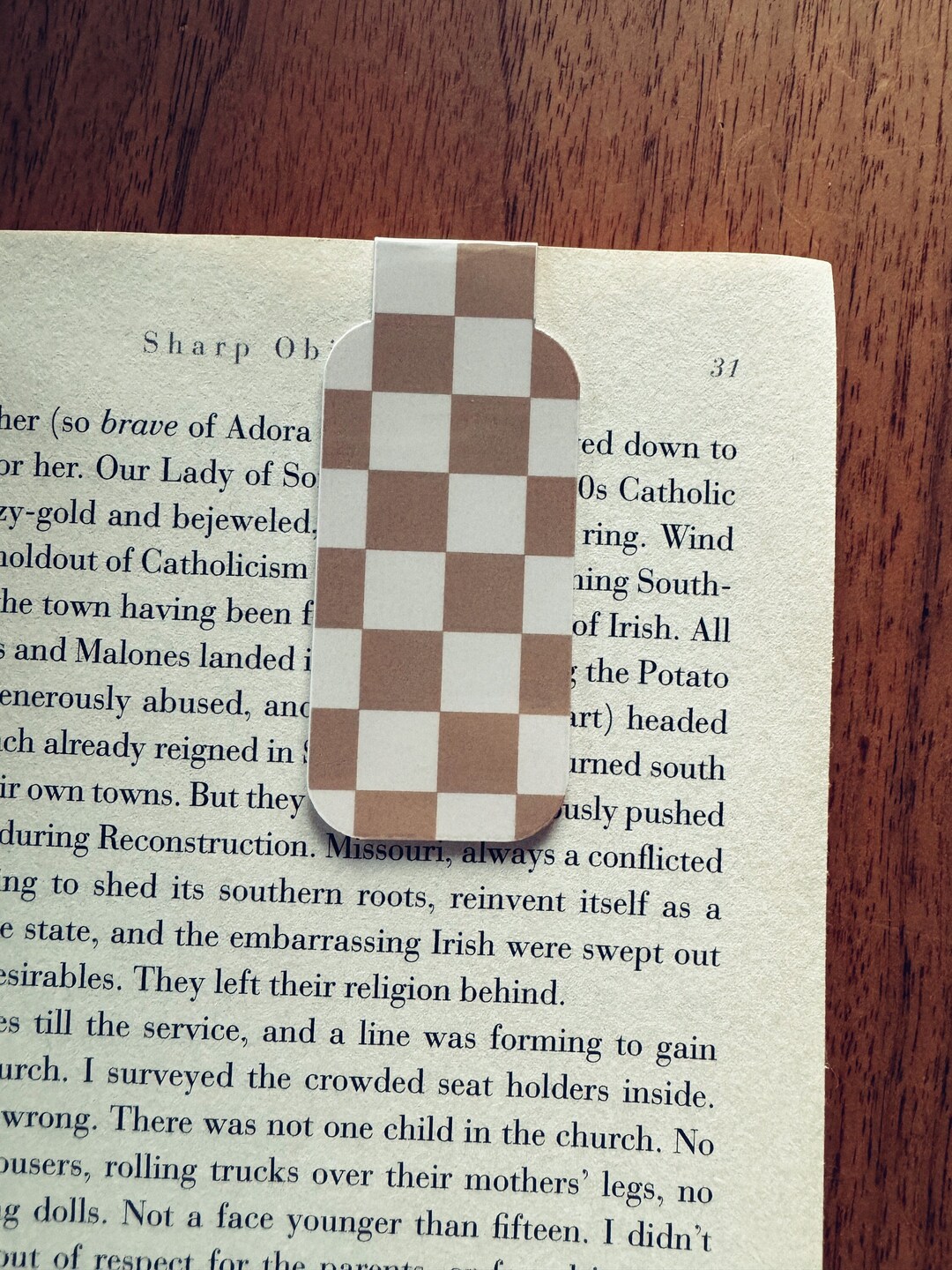 Checker Magnetic Bookmark | Neutral Colors, Beige and Tan, Checkerboard ...