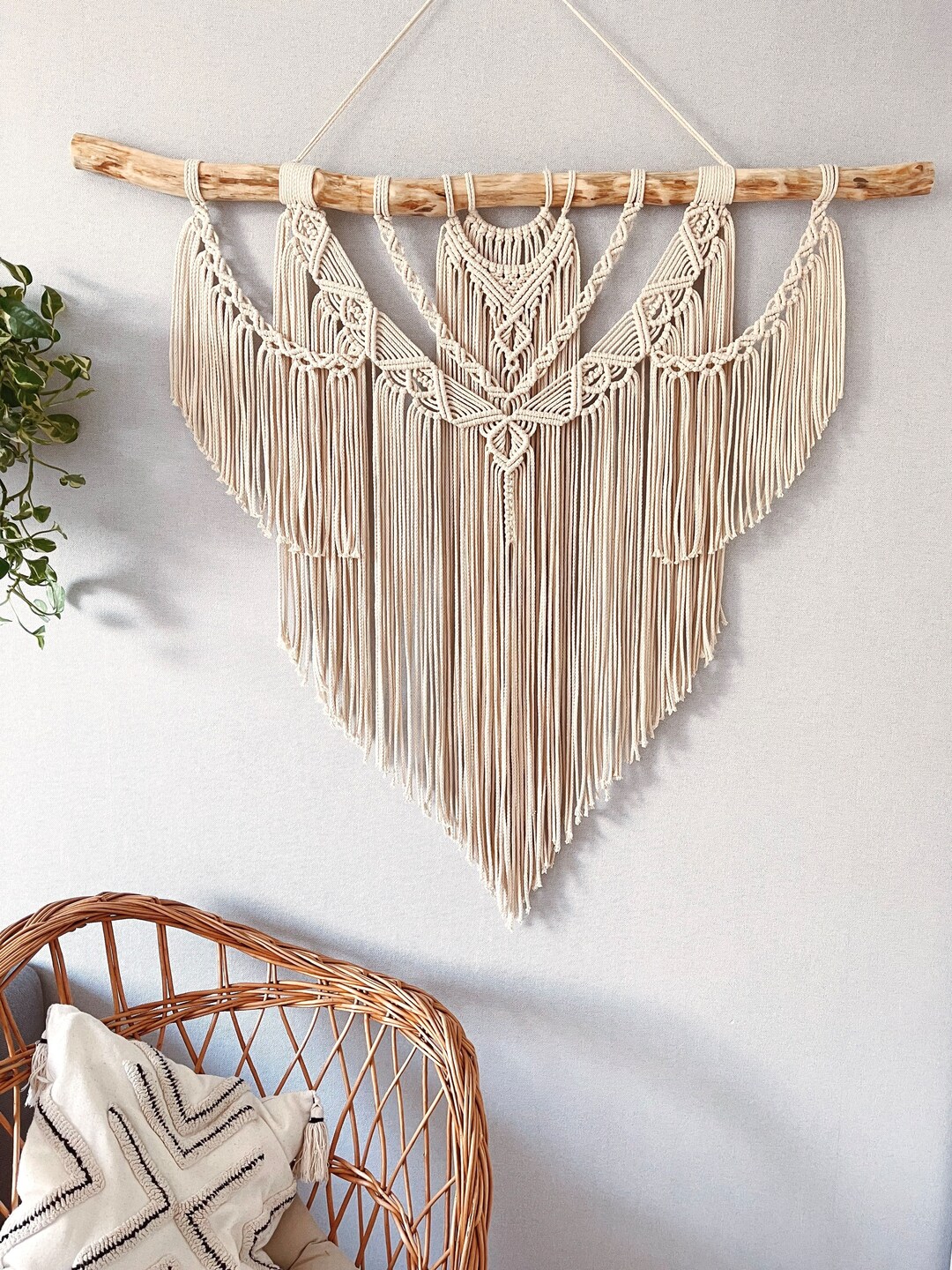 Hand-knotted Macrame Wall Hanging ivory Boho Decor for Your Home Wall ...