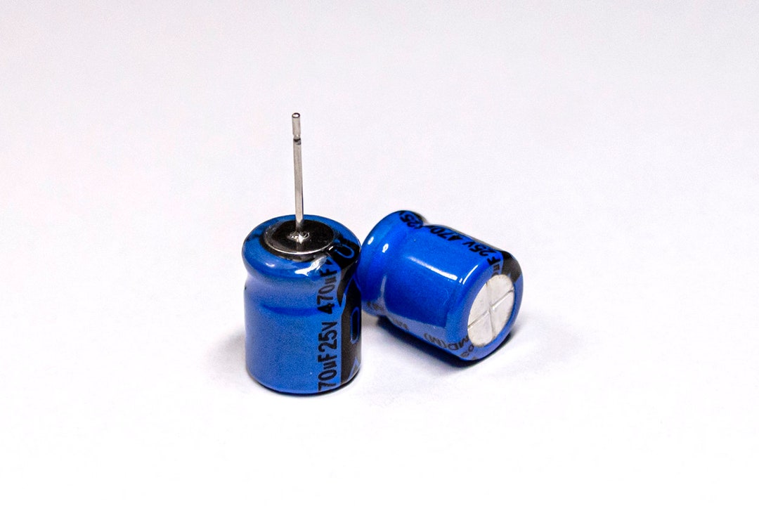 Dark Blue Capacitor Electronic Earrings - Electronic Jewelry - Geeky ...