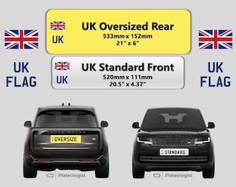 Pair Oversized Rear & Standard Front Road Legal Number Plate Land Rover ...