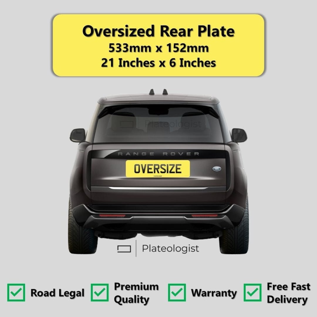 Rear Oversized Number Plate Bentley Jaguar Range Rover Sport Road Legal ...