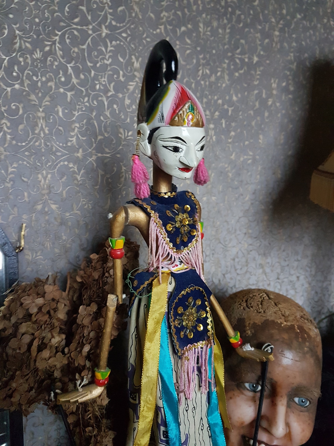 Vintage Carved Wood Rod Puppet Wayang Golek Indonesian Rod - Etsy