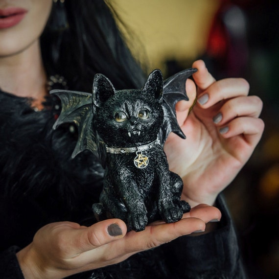 BLACK VAMPIRE CAT Witch Cat Winged Cat Occult Cat | Etsy
