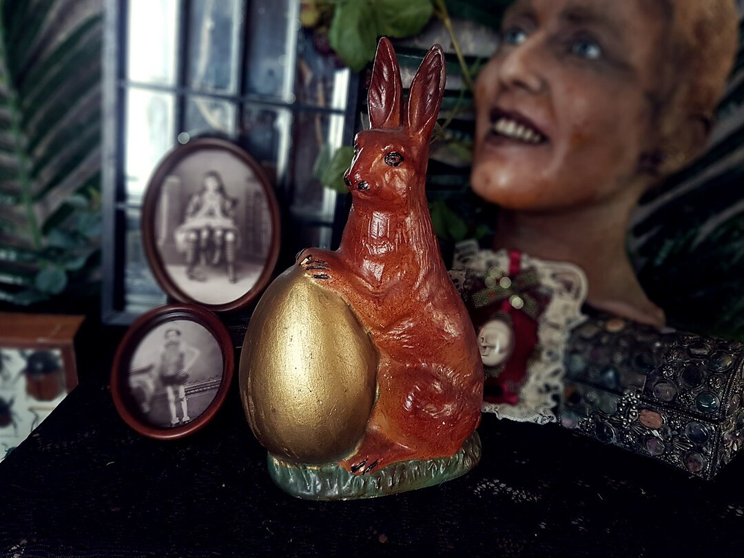 Vintage EASTER BUNNY, Gypsum Rabbit Statue, Vintage EASTER, Vintage ...