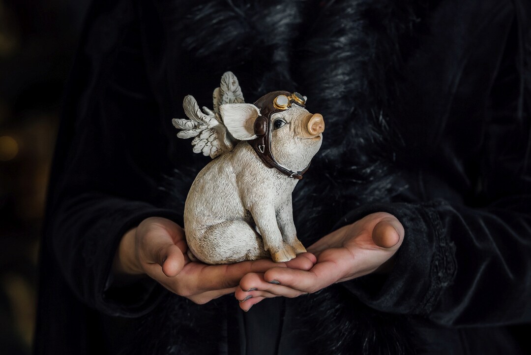 STEAMPUNK AVIATOR PIG, Winged Pig, Pig With Wings, Piglet Ornament ...